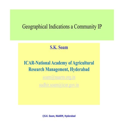 Geographical Indications: Community IP in India | PPT