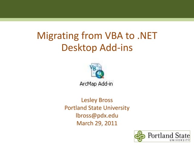Migrating From Vba To Net Desktop Add Ins Ppt