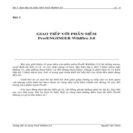Giao tiếp với phần mềm Pro/Engineer Wildfire 5.0 | PDF