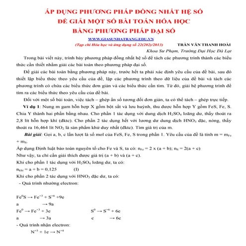 [Giasunhatrang.edu.vn]tap chi-hoa-hoc-va-ung-dung-so-22(202)-2013-pp-dong-nhat-he-so-ltdh-2014 | PDF