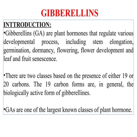 HORMONE Gibberellins PRESENTATION IN DETAIL | PPT