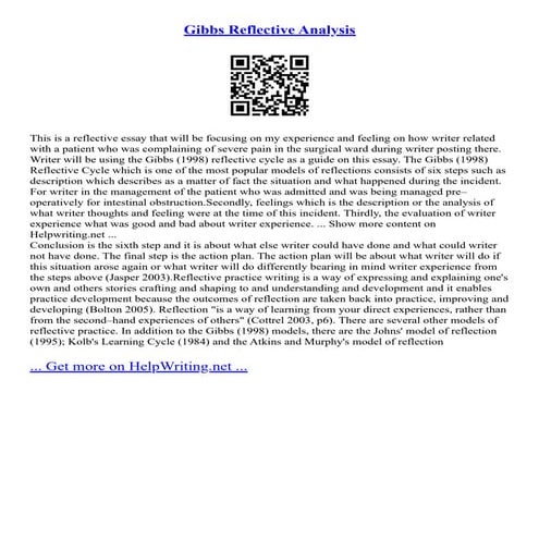 Gibbs Reflective Analysis | PDF