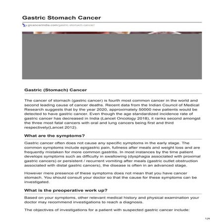 Gastric Stomach Cancer. | PDF