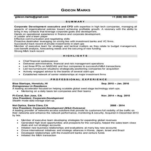 Gideon Marks resume | DOCX
