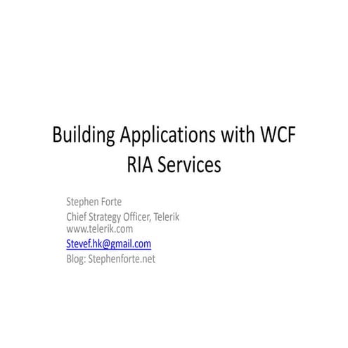 Introduction To Wcf Ria Services For Silverlight 4 Developers Ppt