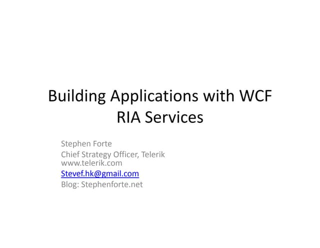 Introduction To Wcf Ria Services For Silverlight 4 Developers Ppt