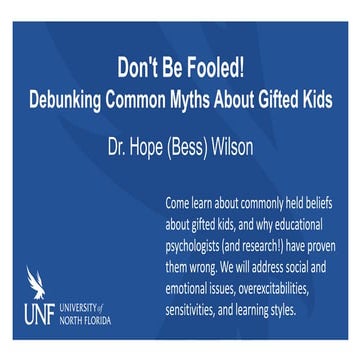 Don't Be Fooled: Debunking Common Myths About Gifted Kids | PDF