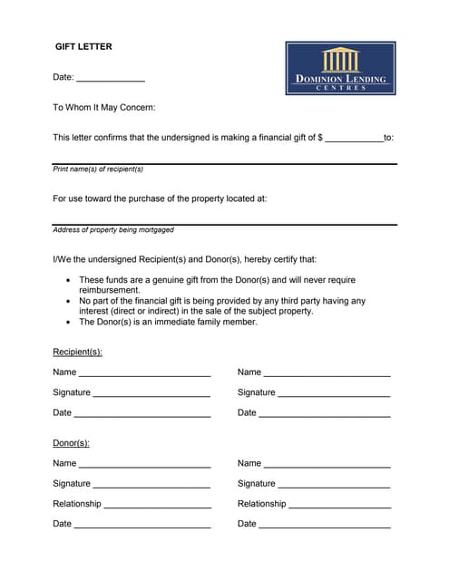 Declaration of gift | DOCX