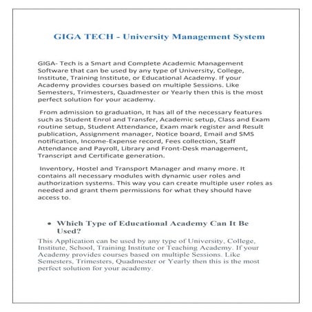 GIGA TECH - Academic Management System. | PDF