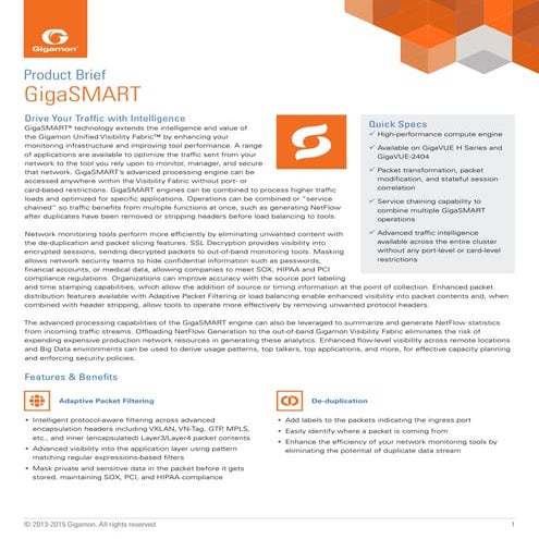 Advanced Network Traffic Intelligence with GigaSmart - Product Brief | PDF