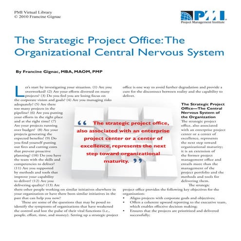 Strategic alignment of horizontal and vertical pmo goals final | PDF
