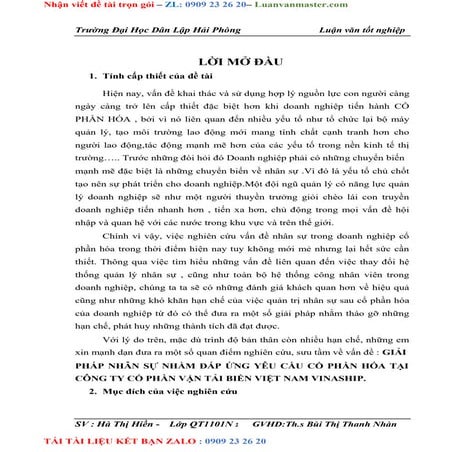 Giải Pháp Nhân Sự Nhằm Đáp Ứng Yêu Cầu Cổ Phần Hóa Tại Công Ty Cổ Phần ...