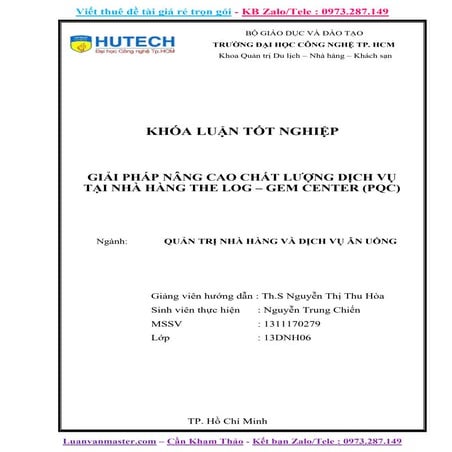 Giải pháp nâng cao chất lượng dịch vụ tại nhà hàng the log – gem center ...