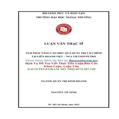Giải Pháp Nâng Cao Hiệu Quả Quản Trị Tài Chính Tại Vietsovpetro | DOCX