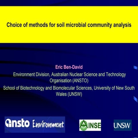 Choice of methods for soil microbial community analysis | PPTX | Science