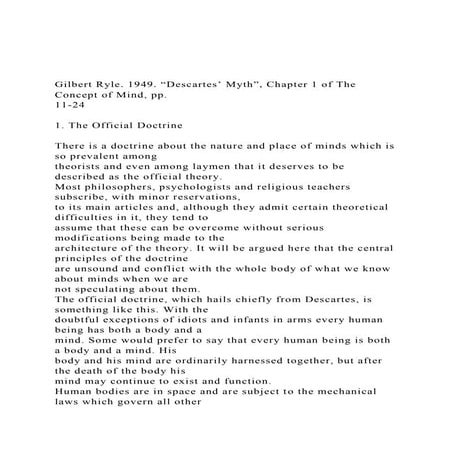 Gilbert Ryle. 1949. Descartes’ Myth”, Chapter 1 of The Concep.docx