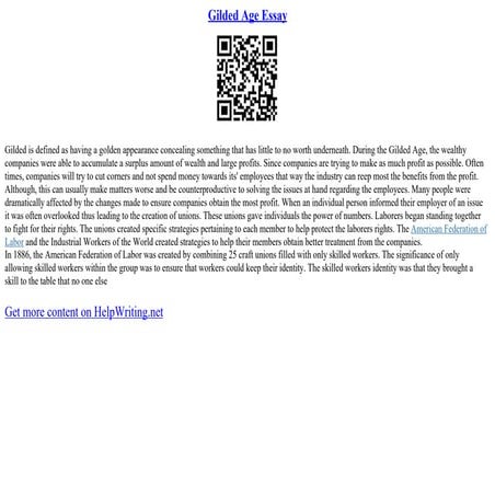 Gilded Age Essay | PDF