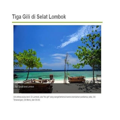 GILI LOMBOK presentation all about gili. | PPT