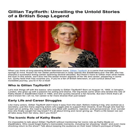 Gillian Taylforth_ Unveiling the Untold Stories of a British Soap ...