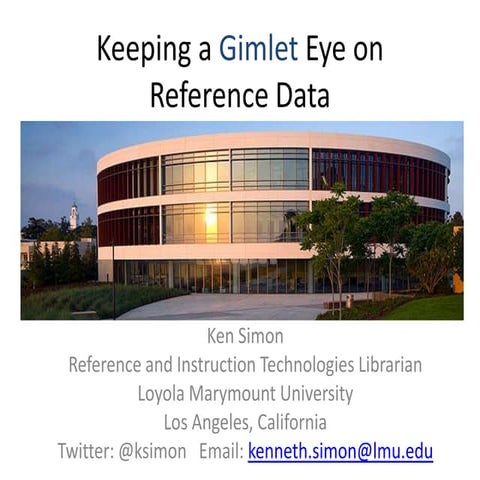 Using Gimlet Desk Statistics to Improve Library Services (NELLCO) | PPTX