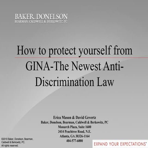 GINA - Genetic Information Nondiscrimination Act | PPT