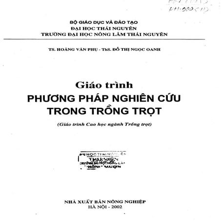Giáo trình phương pháp nghiên cứu trong trồng trọt( Giáo trình cao học ...