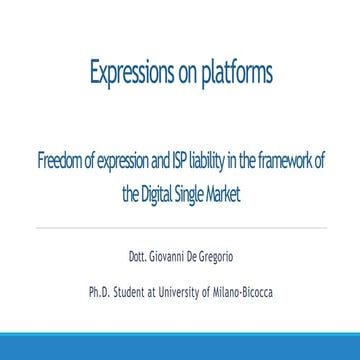 Expression on Platforms: Freedom of Expression and ISP Liability in the Framework of the Digital ...