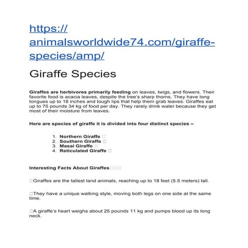 Giraffes species are herbivores primarily feeding on leaves, | PDF