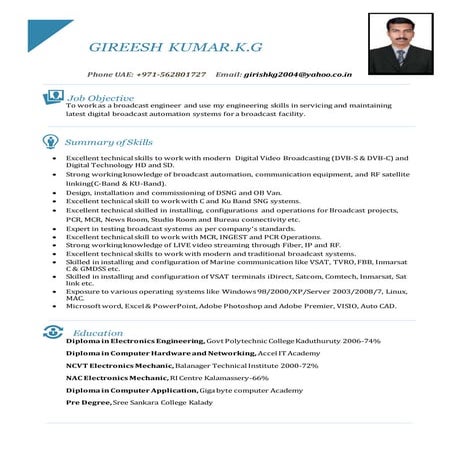 Gireesh broadcast engineer | DOCX