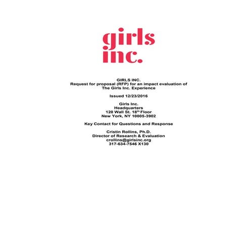 Girls Inc. Evaluation RFP | PDF