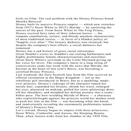 Girls on Film The real problem with the Disney Princess brandMo.docx