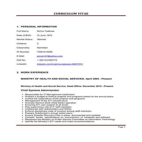 Girma Tadesse CV | PDF