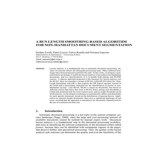 A Run Length Smoothing Based Algorithm For Non Manhattan Document Segmentation Pdf