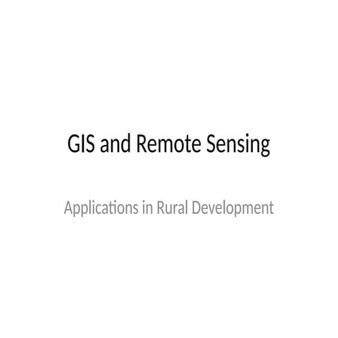 GIS and Remote Sensing Applications for Sustainable Rural Development ...