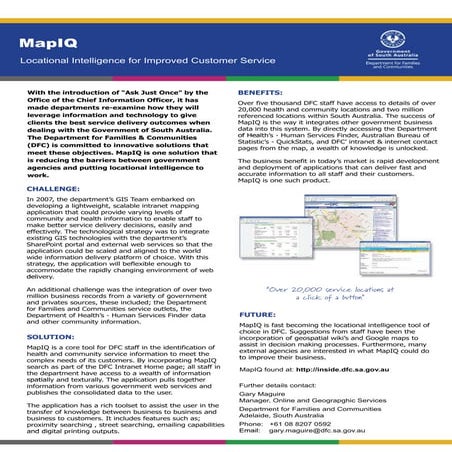 DFC GIS Success Story - MapIQ 2008 | PDF