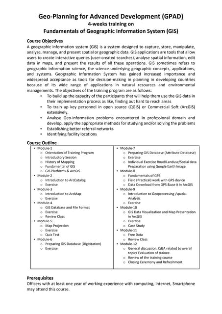 Lecture on GIS Workshop Overview_TROPX.ppt | Technology & Computing