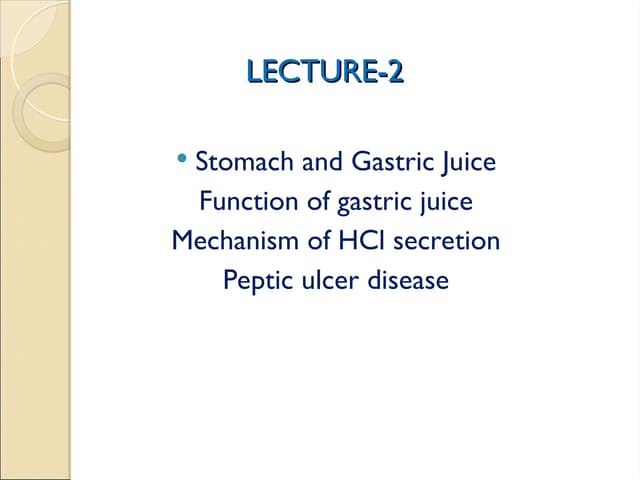 Presentation on the mechanism of HCl production in the stomach | PPTX