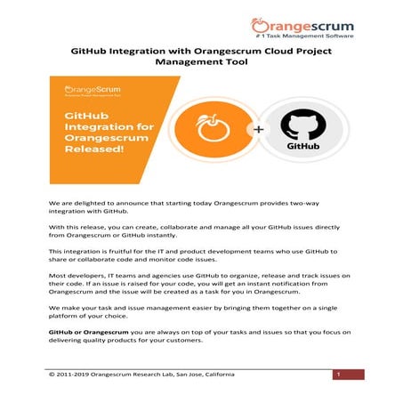 Github Integration For Orangescrum Cloud Released Pdf Web