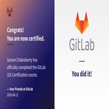 Git lab 101 certificate suman chakraborty | PPT