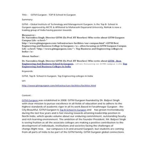 Gitm gurgaon top engineering college in india | PDF