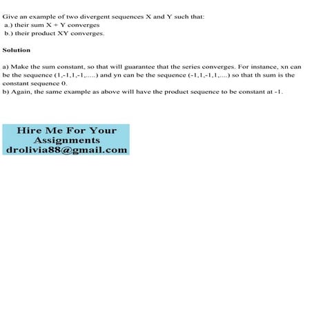 Give an example of two divergent sequences X and Y such that a.) .pdf