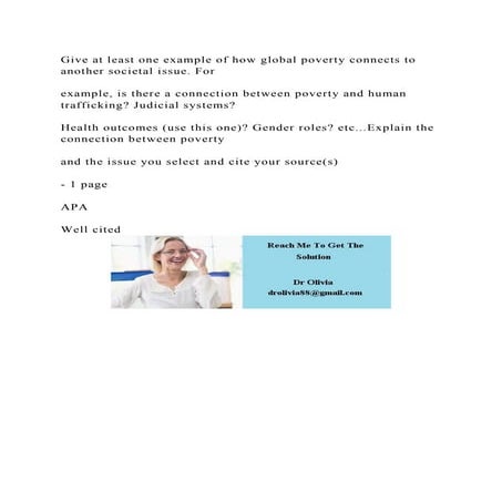 Give at least one example of how global poverty connects to another .docx