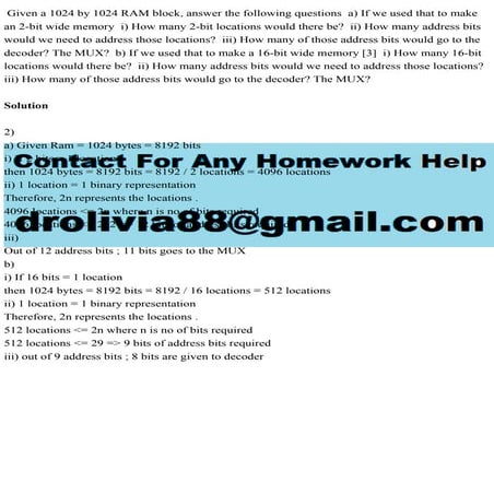 Given a 1024 by 1024 RAM block, answer the following questions a) If.pdf | Programming Languages ...