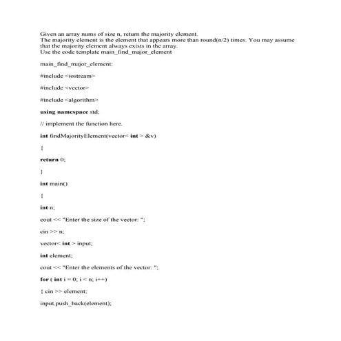 Given An Array Nums Of Size N Return The Majority Element The Majoripdf 8275