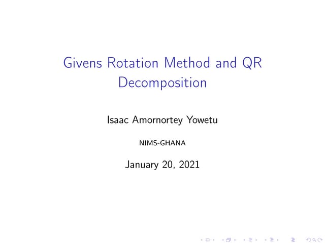 Givens Rotation Method Ppt 1451