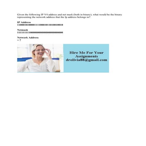 Given The Following Ip V4 Address And Net Mask Both In Binary What 4902