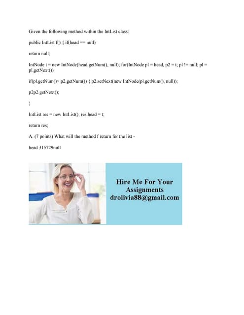 Given The Following Method Within The Intlist Class Public Intlistdocx 6682