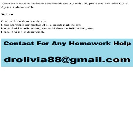 Given the indexed collection of denumerable sets A_i with i N, prov.pdf