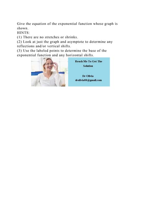 Give The Equation Of The Exponential Function Whose Graph Is Shown Docx