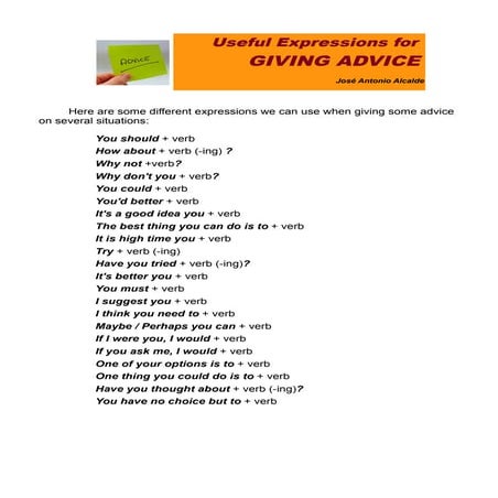 Expresssions for Giving Advice | PDF